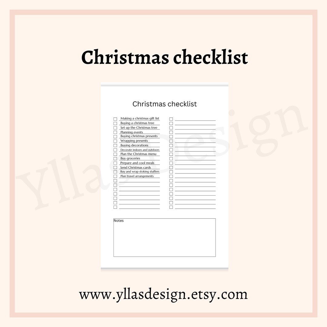 Christmas Checklist Printable Pdf Gift Planner Gift Shopping List ...