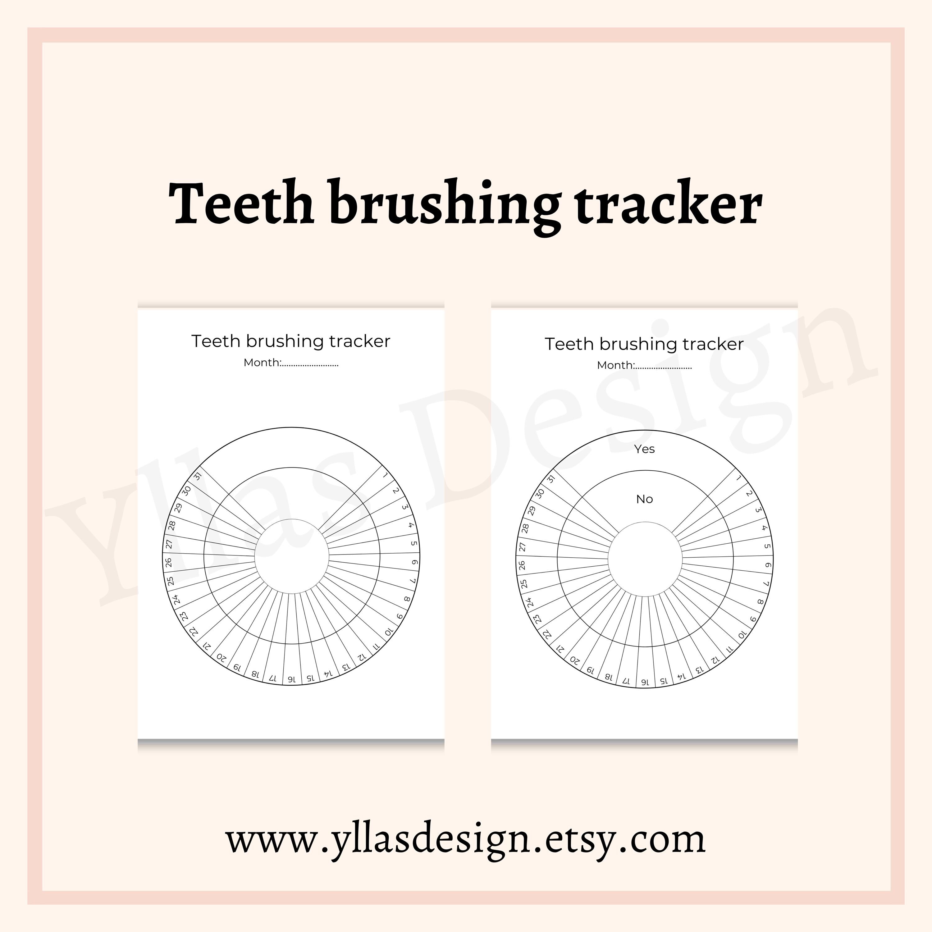 Teeth Brushing Tracker Printable Pdf Dental Hygiene Tracker Kids Teeth ...