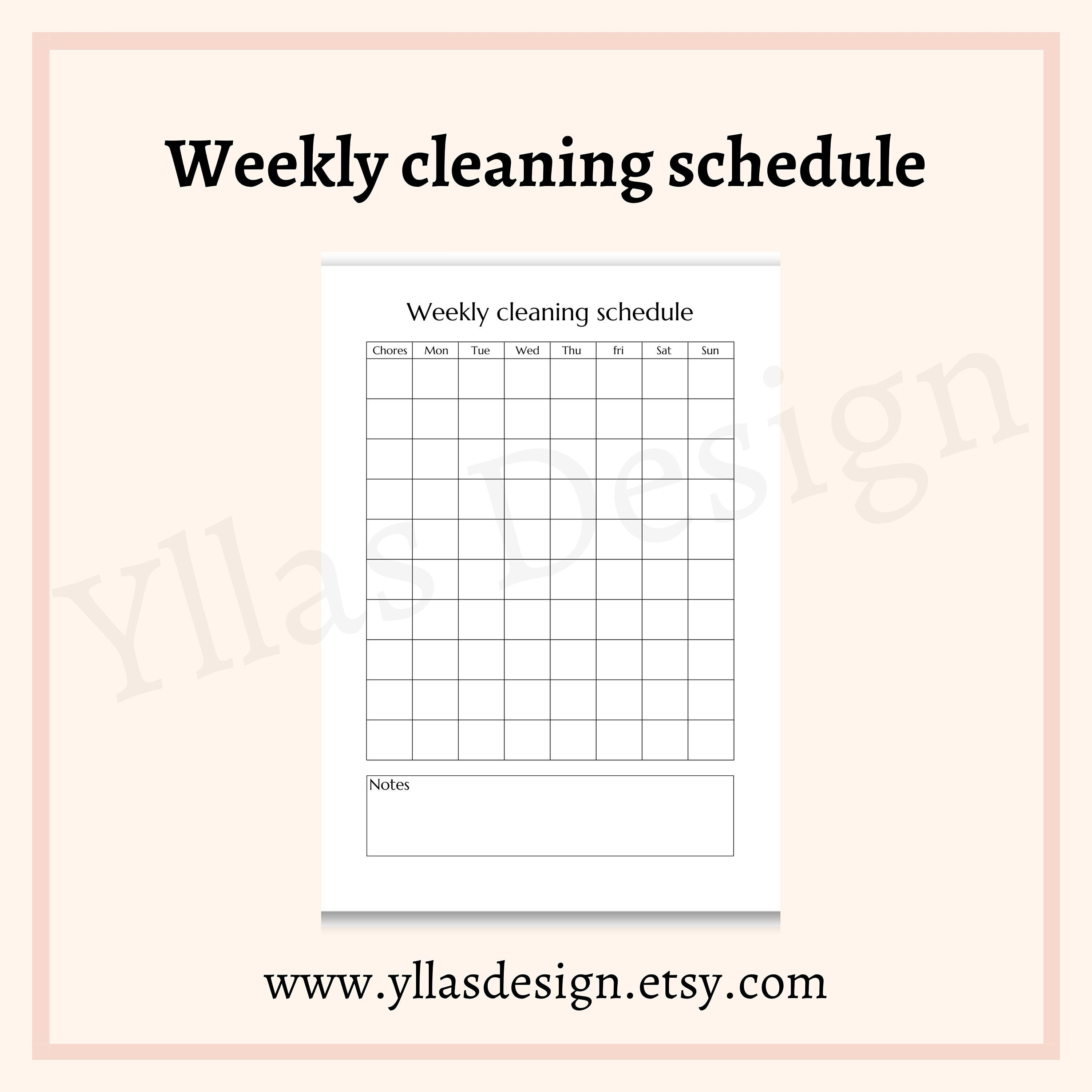 Weekly Cleaning Schedule Printable Pdf 7 Day Cleaning Schedule ...
