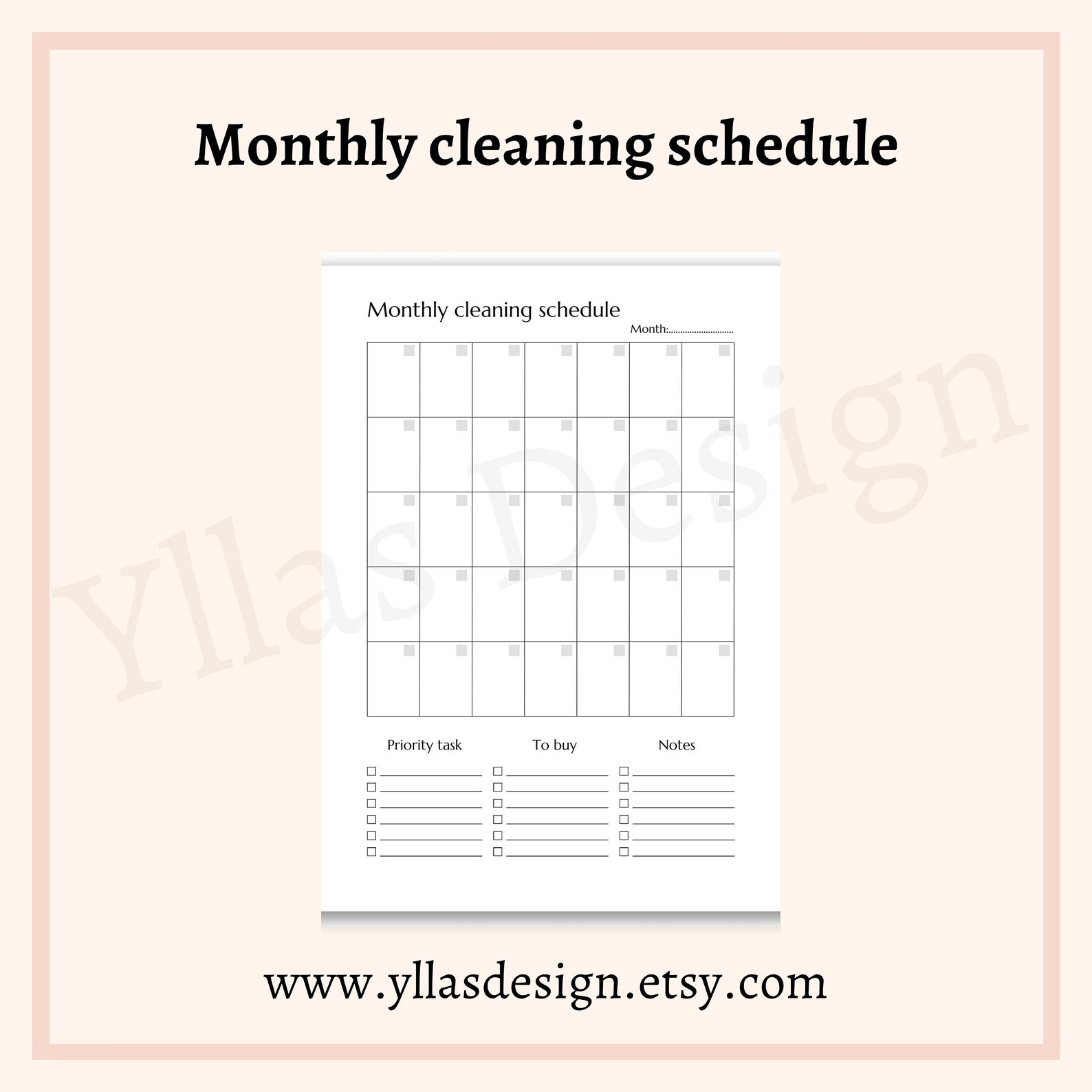 Monthly Cleaning Planner Printable Pdf Cleaning Checklist Household ...