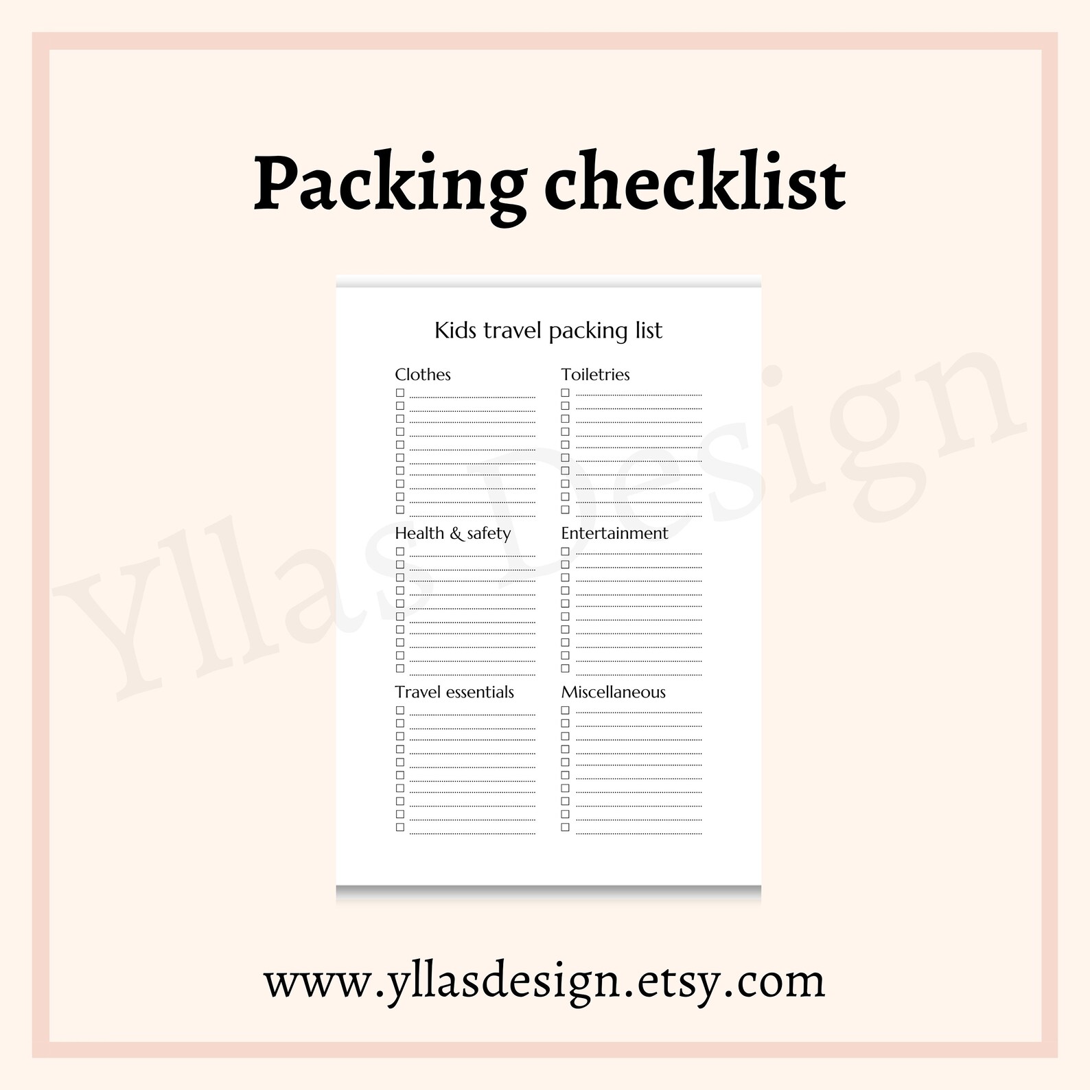 Kids Travel Packing List Printable Pdf Vacation Planning Travel ...