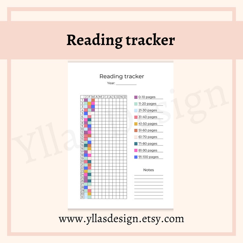 Reading Tracker Printable Pdf Habit Tracker Daily Reading Log Book ...