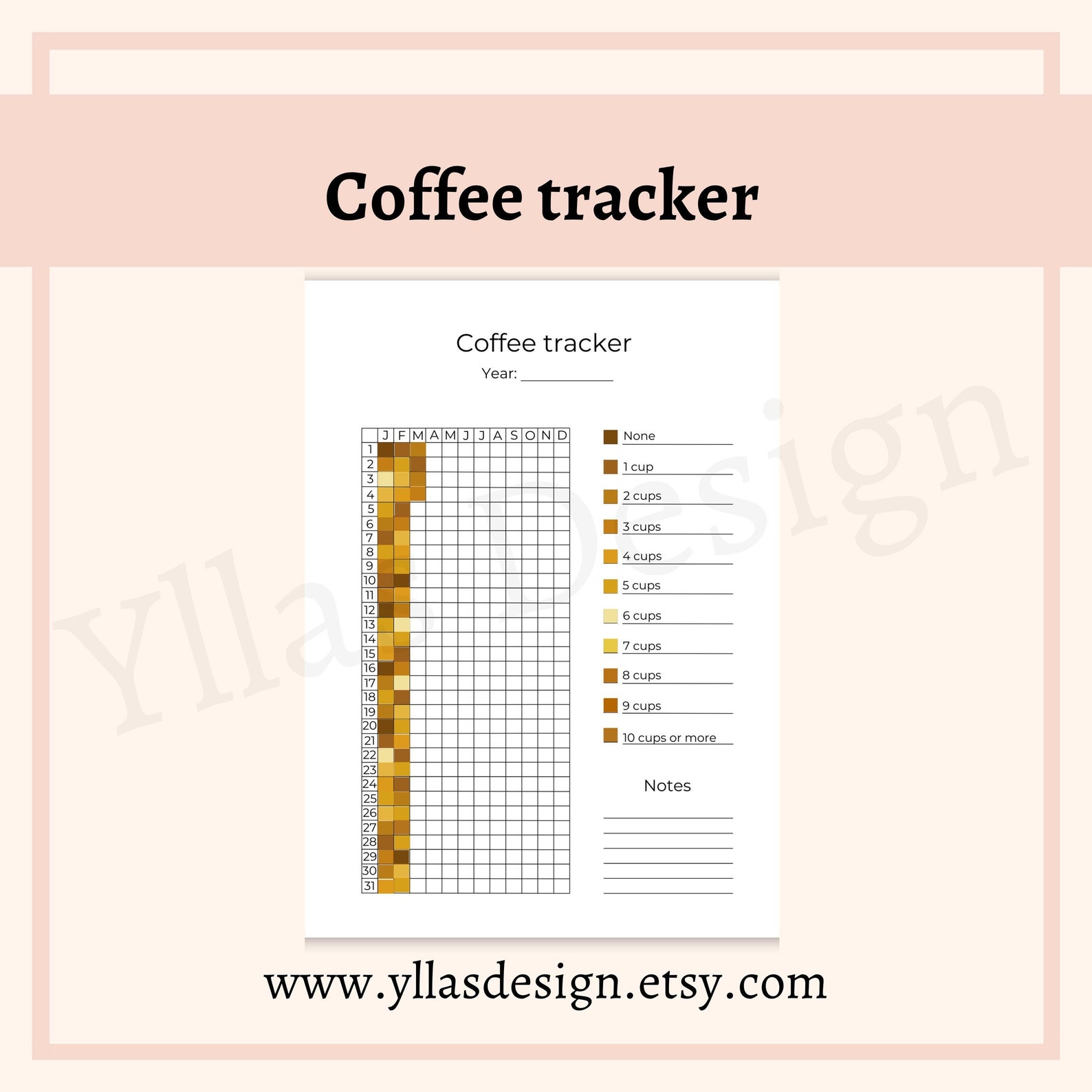 Coffee Tracker Printable Pdf Caffeine Tracker Health Tracker Food ...