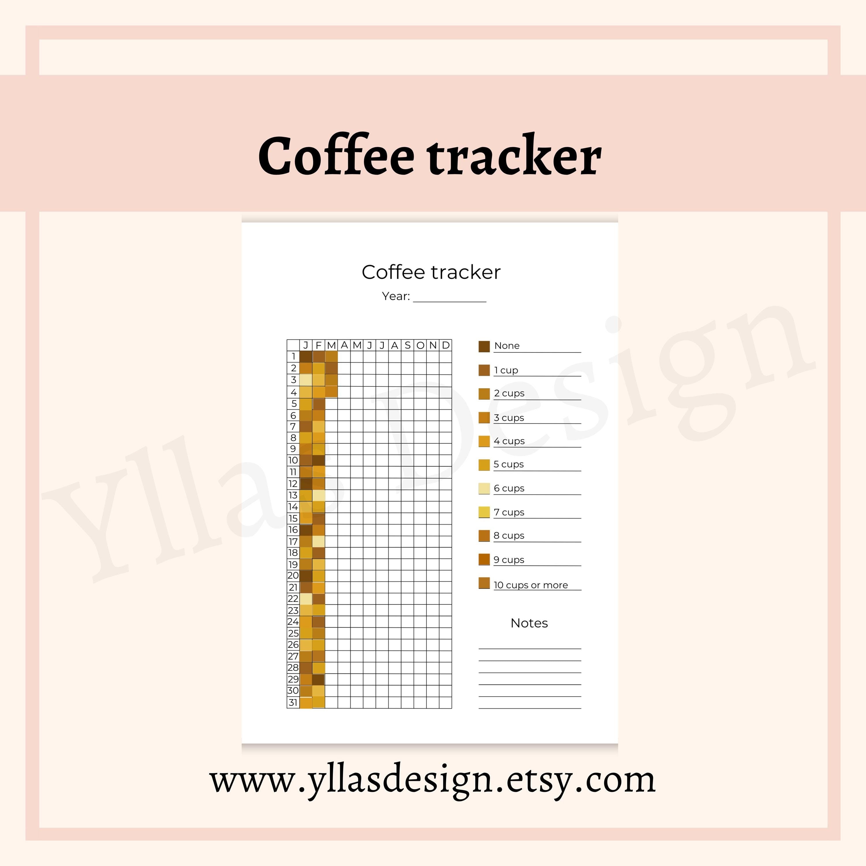 Coffee Tracker Printable Pdf Caffeine Tracker Health Tracker Food Tracker Habit Tracker Instant ...