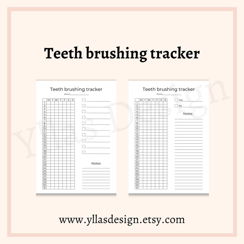 Teeth Brushing Tracker Printable Pdf Dental Hygiene Tracker Kids Teeth ...