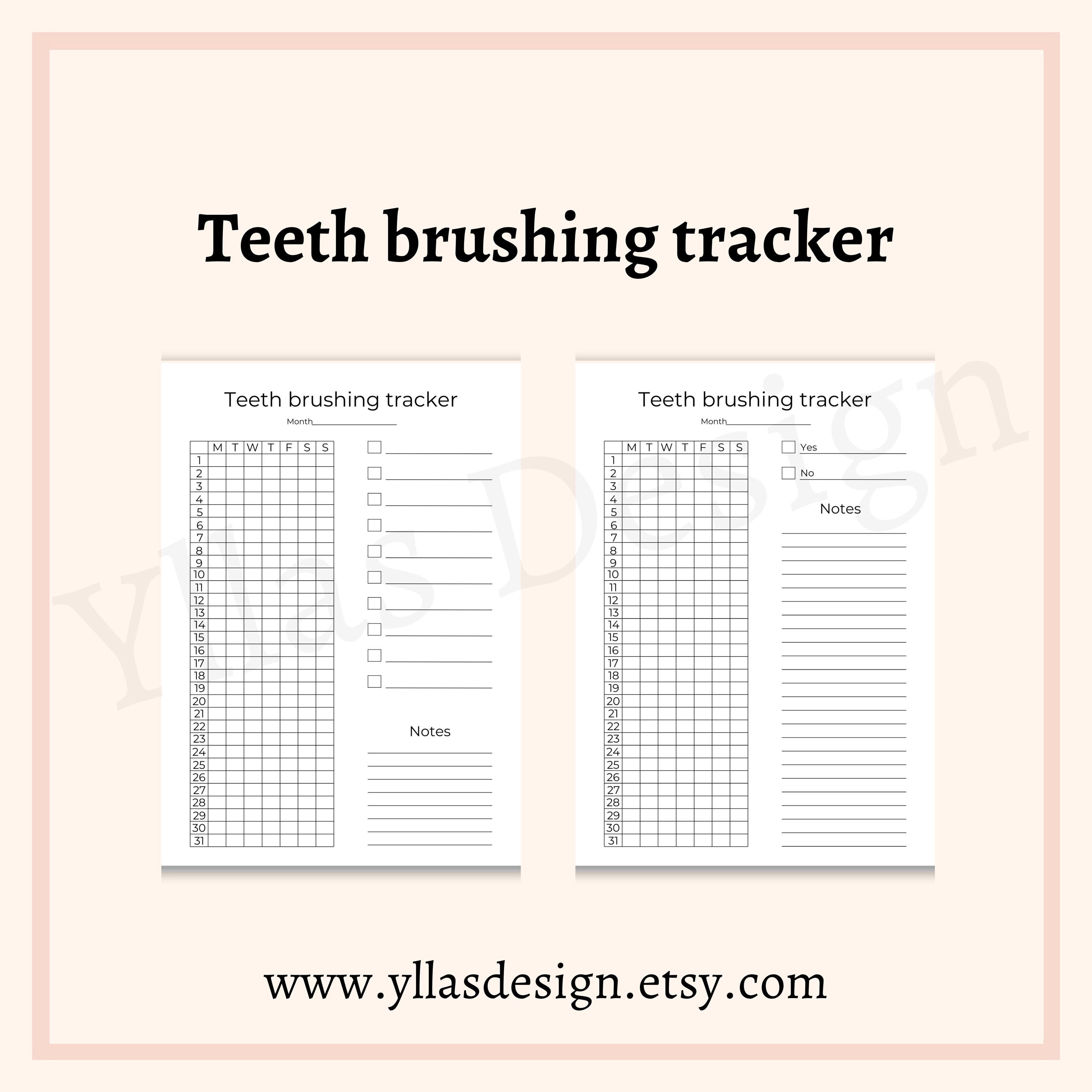 Teeth Brushing Tracker Printable Pdf Dental Hygiene Tracker Kids Teeth ...