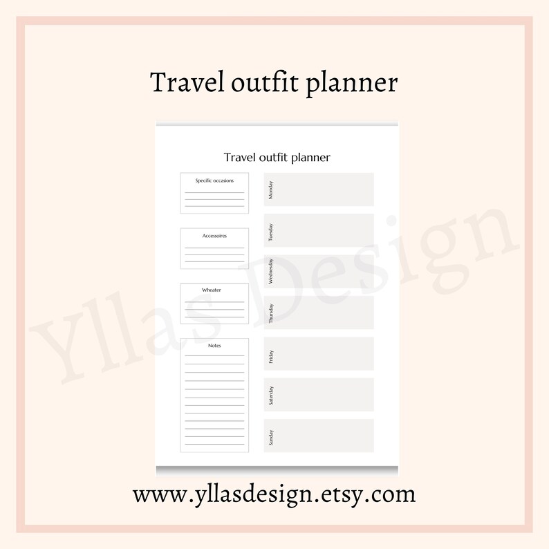 Travel Outfit Planner Printable Editable Pdf Instant Download Daily ...