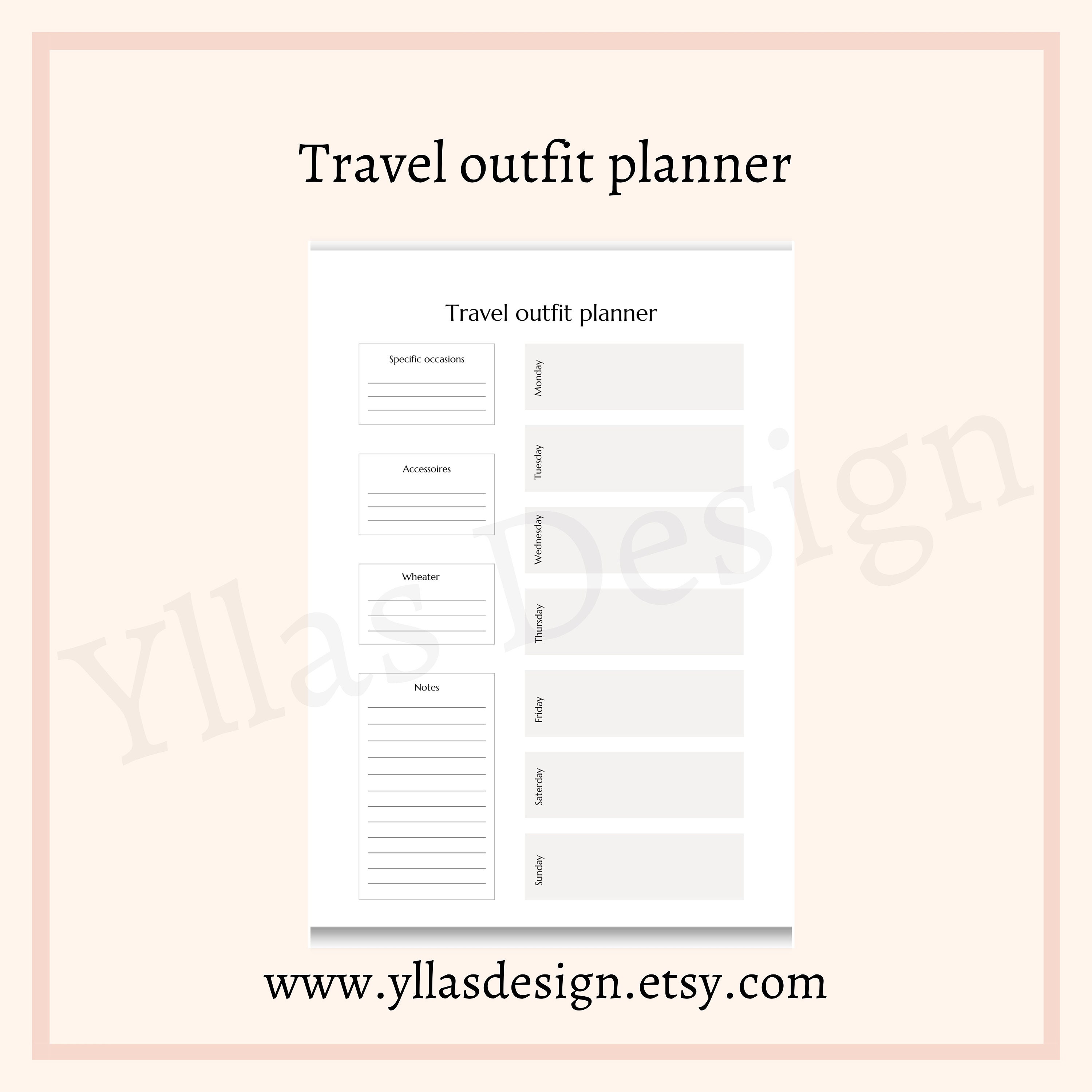 Travel Outfit Planner Printable Editable Pdf Instant Download Daily ...