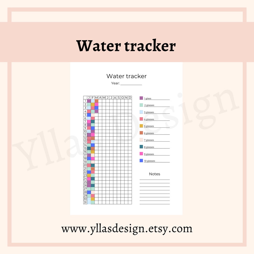 Water Tracker Printable Planner Page Pdf Water Log Yearly Tracker ...