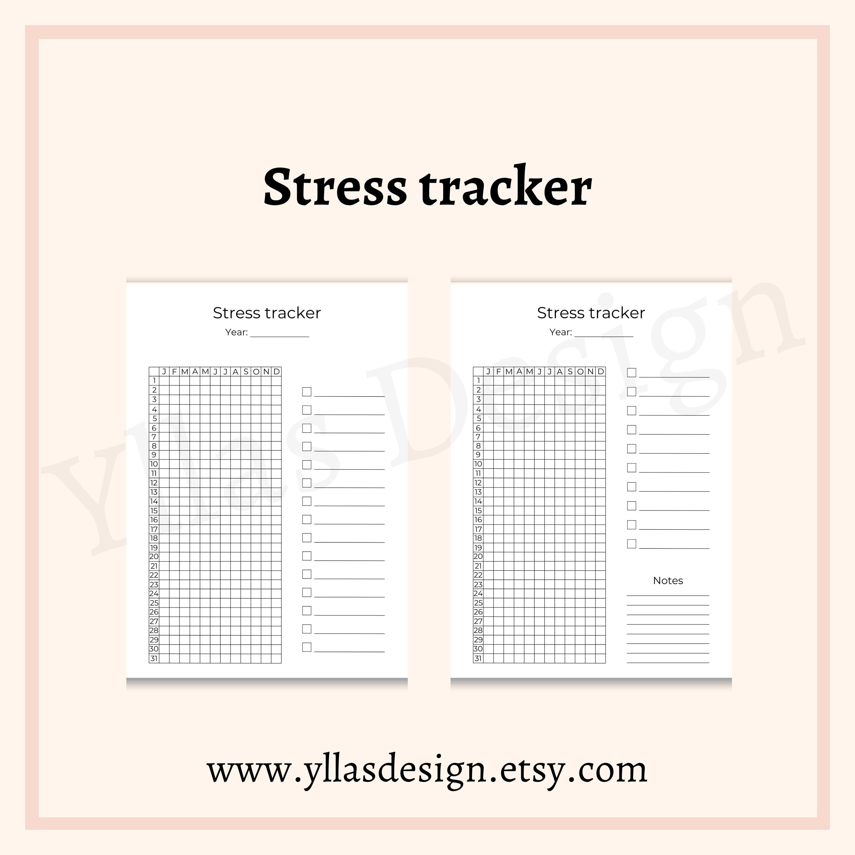 Stress Tracker Printable Pdf Anxiety Tracker Mood Tracker Habit Tracker ...