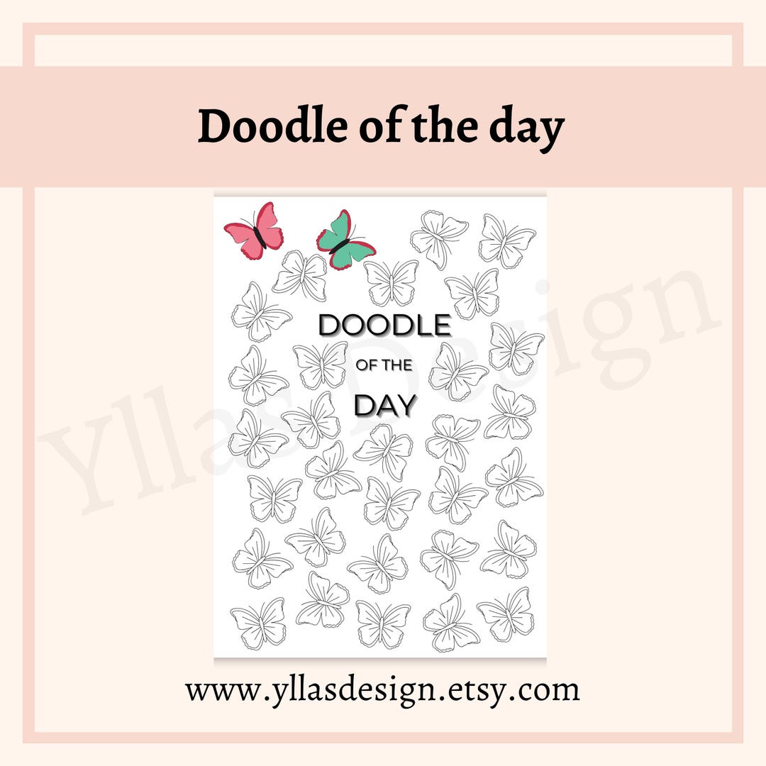 Butterfly Doodle of the Day Printable Pdf Planner Page Journal Page ...