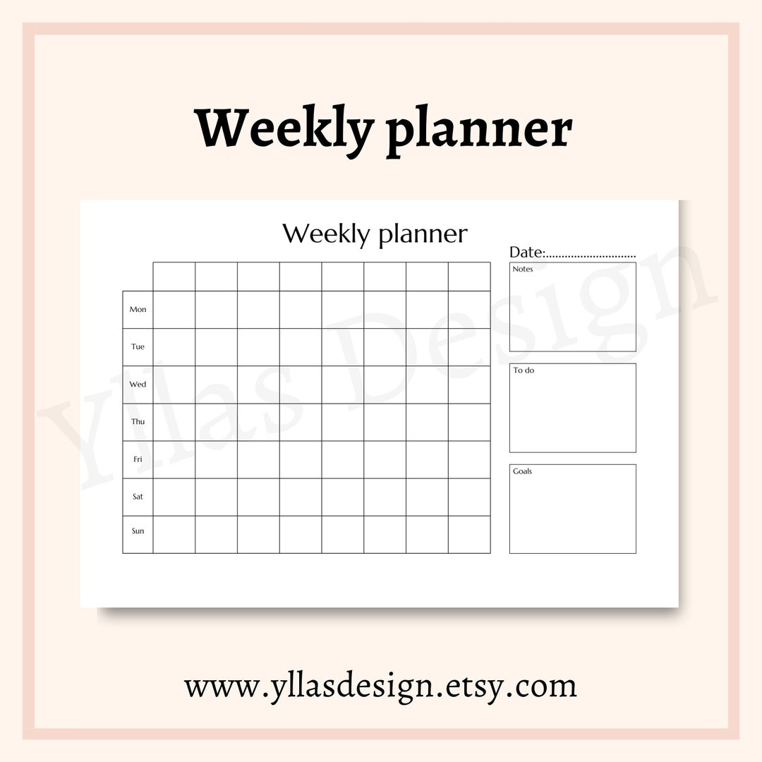 Weekly Planner Printable Pdf Landscape Weekly Schedule Weekly to Do ...