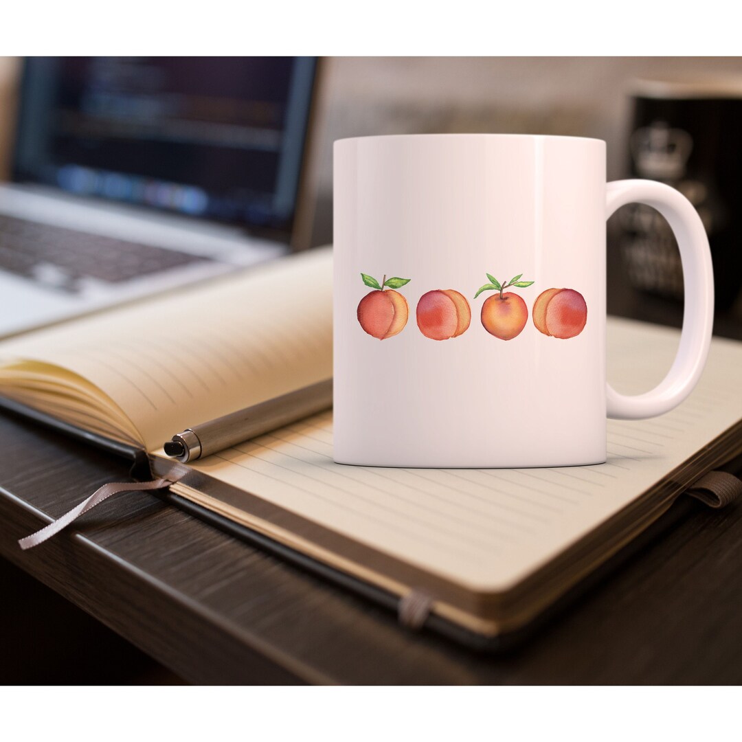 Peach Mug Birthday Gift Peach Art Design Mug Cottagecore Mug Peach ...
