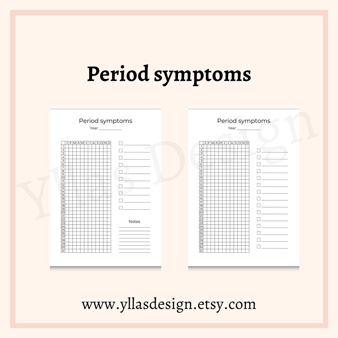 Period Symptoms Tracker Printable Pdf Period Planner Page a Year in ...