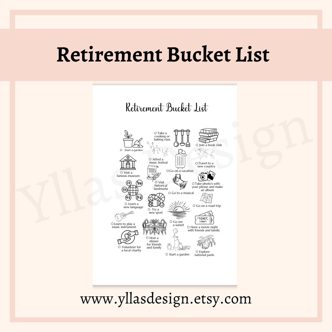 Retirement Bucket List Journal Page Printable Pdf Retirement Planner ...