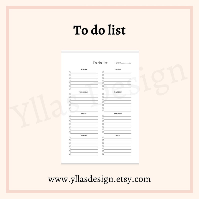 Weekly to Do List Printable Pdf Weekly Planner Productivity Planner ...