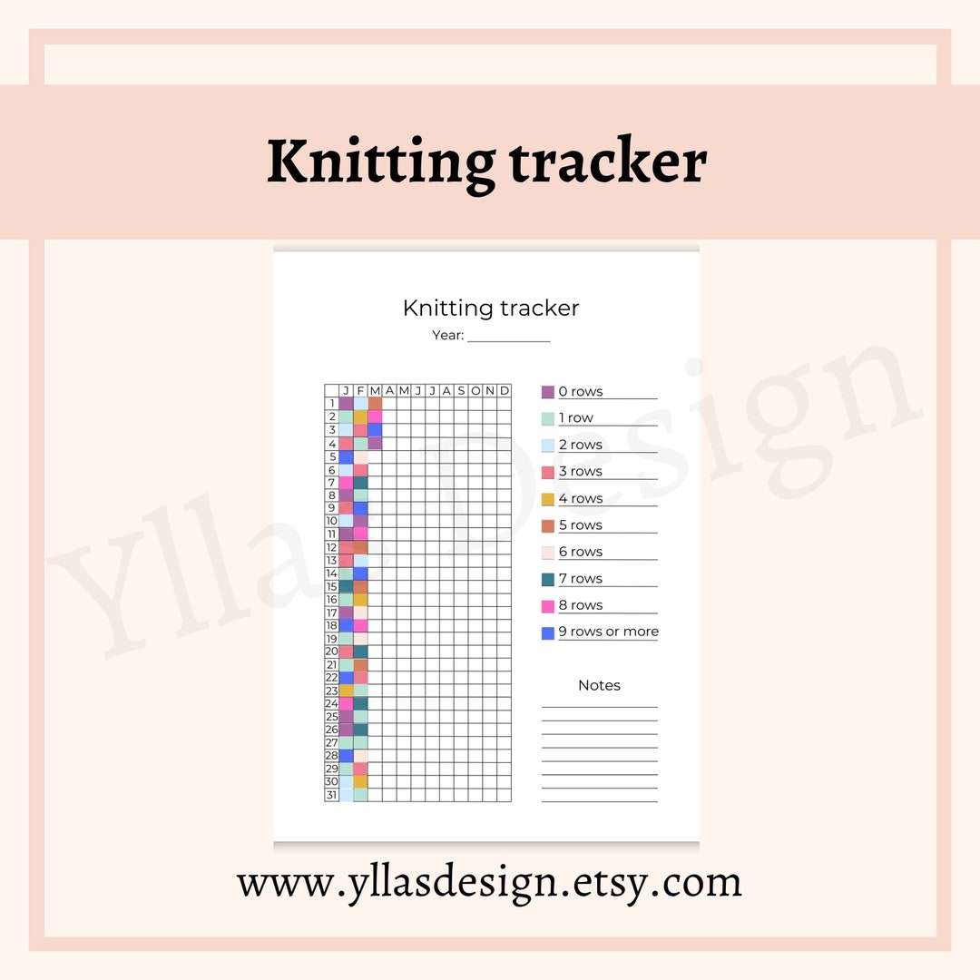 Knitting Tracker Printable Pdf Knit Tracker Habit Tracker Hobby Tracker ...