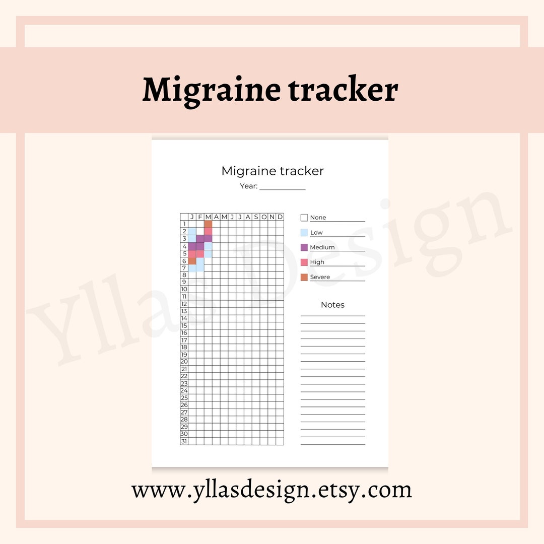 Migraine Tracker Printable Pdf Health Tracker Headache Tracker Migraine ...