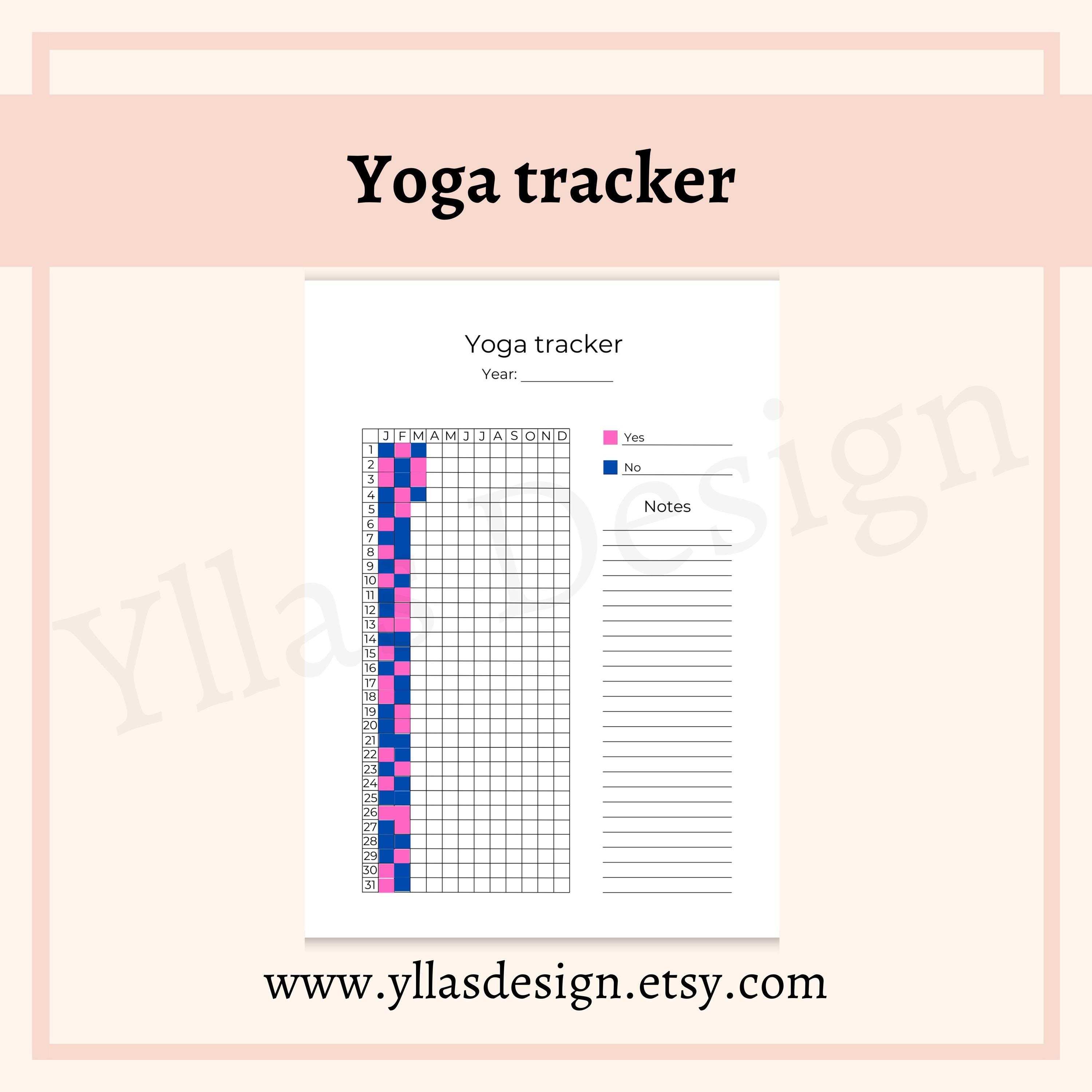 Yoga Tracker Printable Pdf Health Tracker Fitness Tracker Meditation ...
