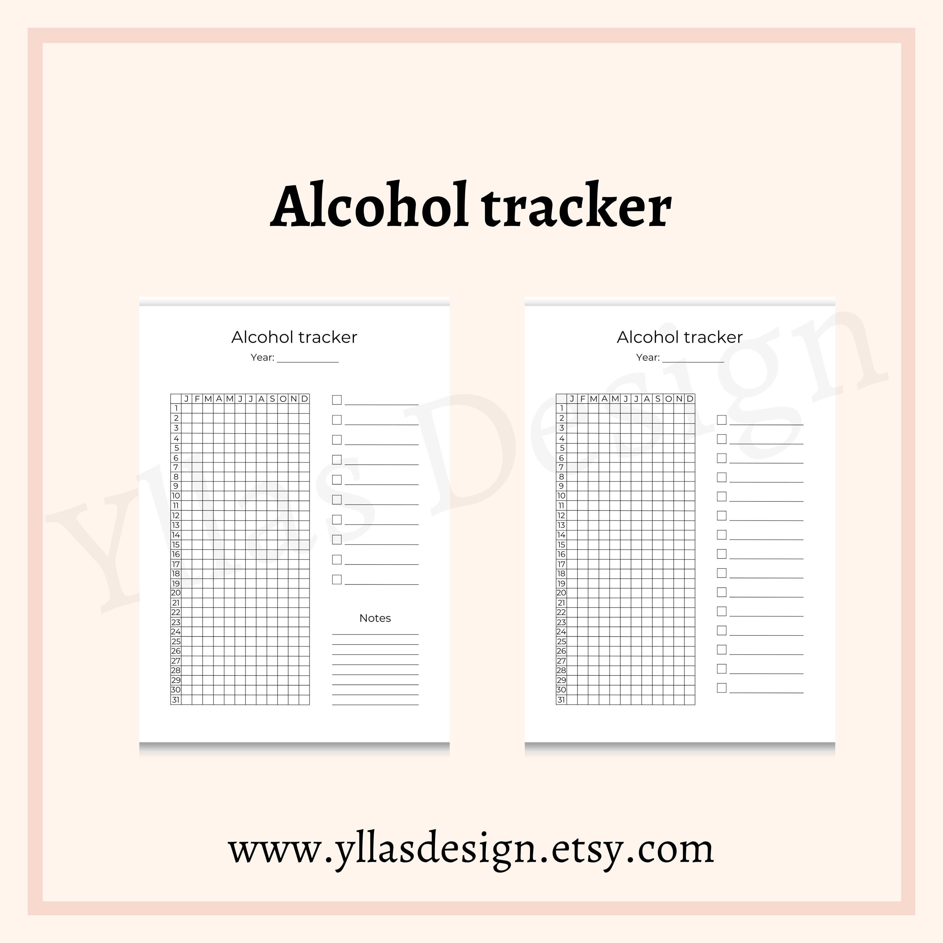 Alcohol Tracker Printable Planner Page Pdf Track Alcohol Wine Tracker ...