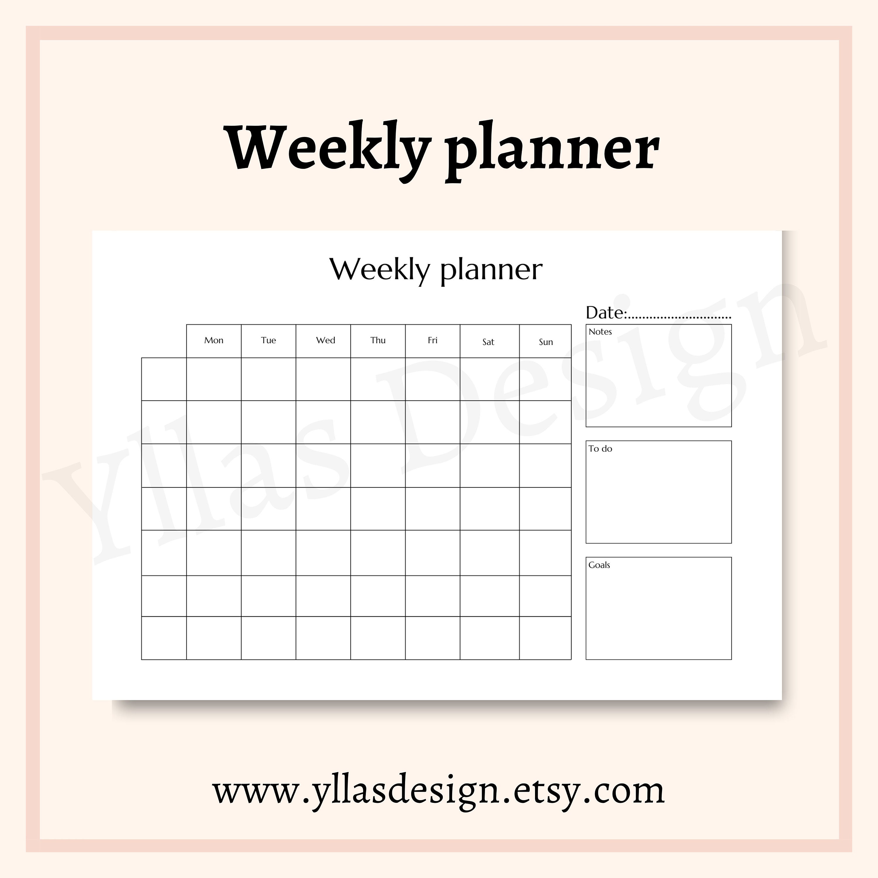 Weekly Organizer Printable Landscape Pdf Week at a Glance Minimalist ...