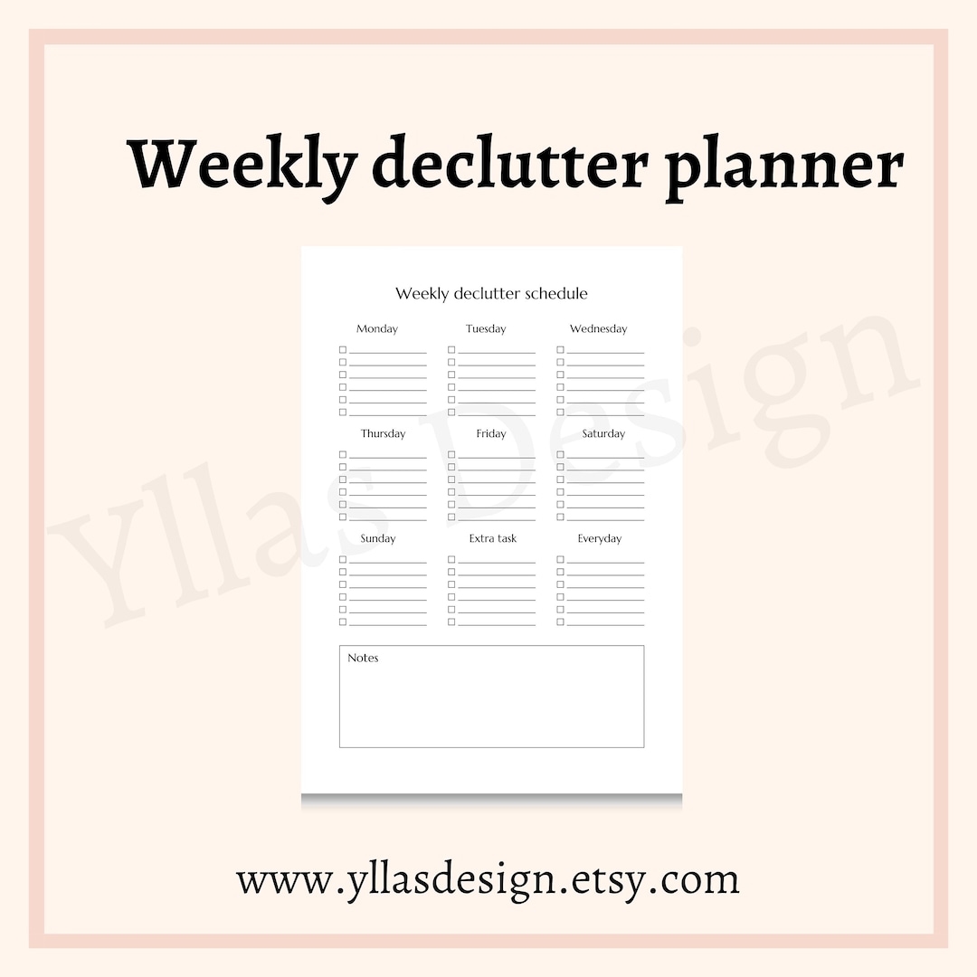 Weekly Declutter Schedule Printable Pdf Weekly Delcuttering Planner ...