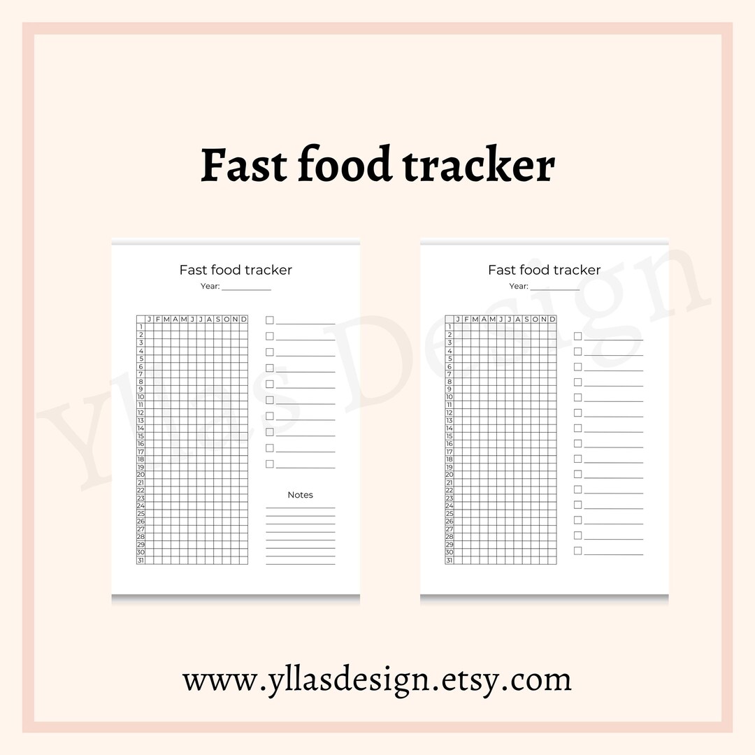 Fast Food Planner Page Printable Pdf Fast Food Tracker Health Tracker ...
