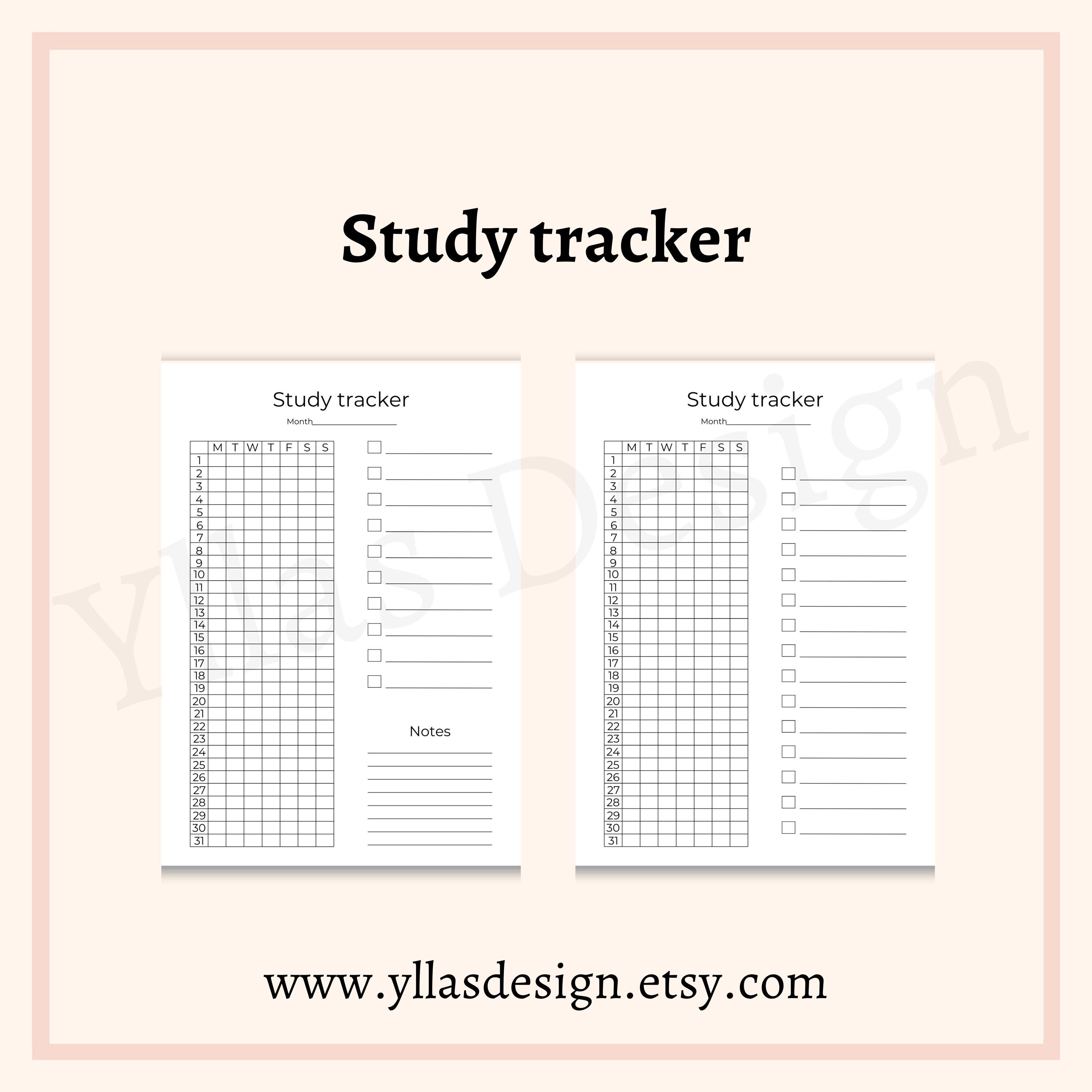 Study Tracker Printable Pdf Student Journal Student Planner Yearly ...