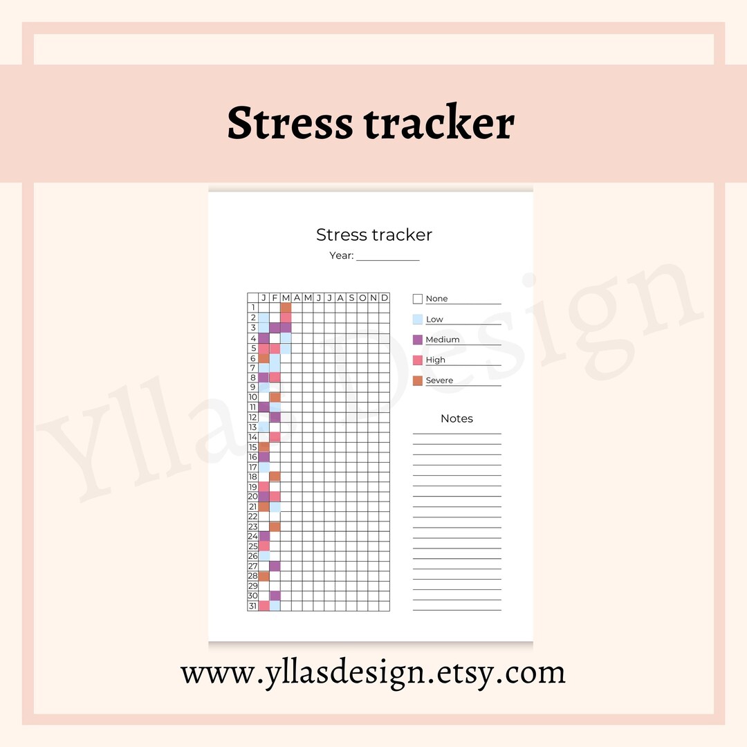 Stress Tracker Printable Pdf Anxiety Tracker Mood Tracker Habit Tracker ...