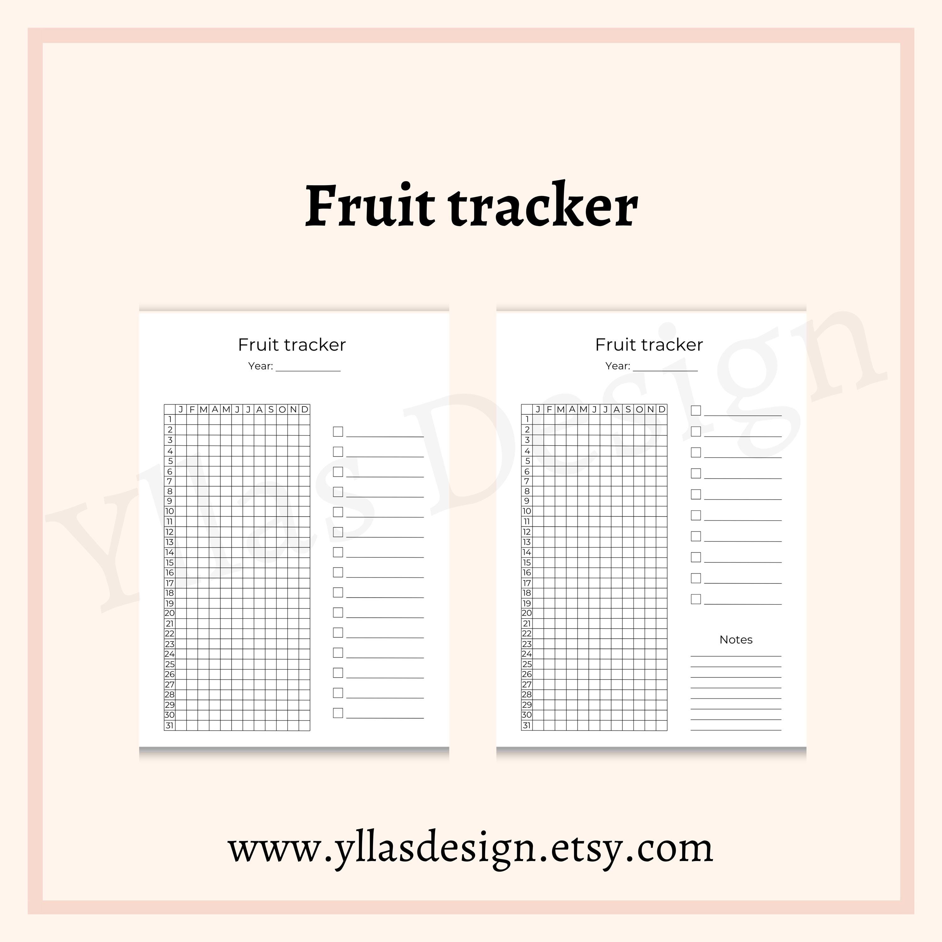 Fruit Tracker Printable Pdf Habit Tracker Healthy Eating Health Tracker ...