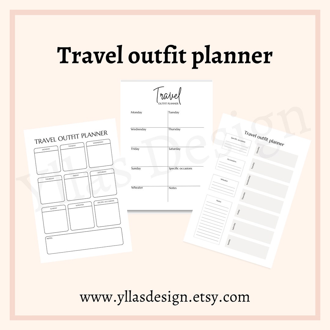 Travel Outfit Planner Printable Editable Pdf Instant Download Daily ...