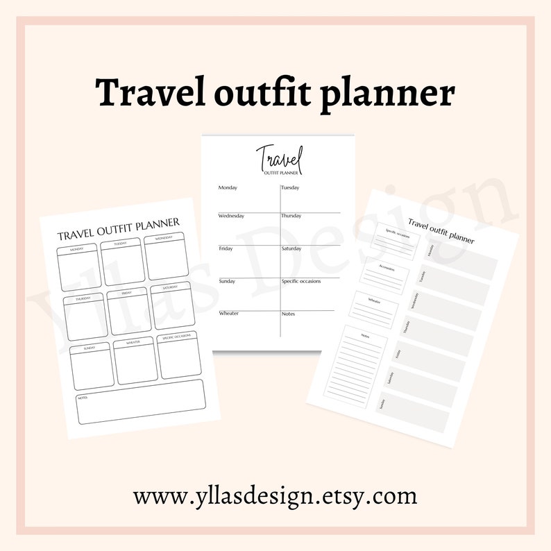 Travel Outfit Planner Printable Editable Pdf Instant Download Daily ...