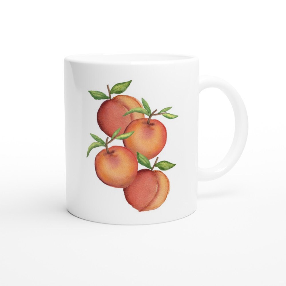 Peach Mug Birthday Gift Peach Art Design Mug Cottagecore Mug Peach ...