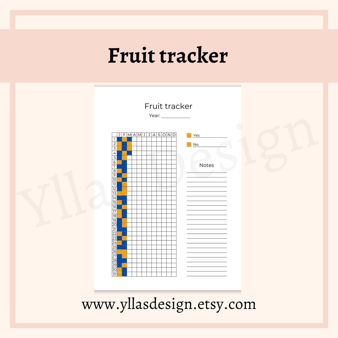 Fruit Tracker Printable Pdf Habit Tracker Healthy Eating Health Tracker ...