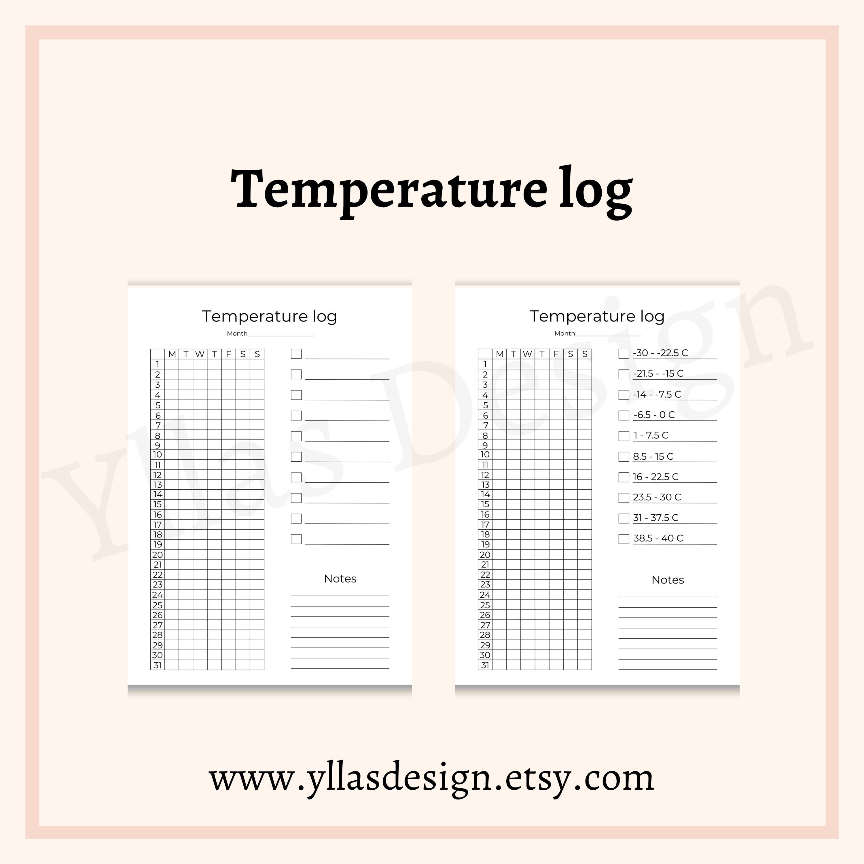 Temperature Log Printable Pdf Temperature Tracker Wheater Tracker ...