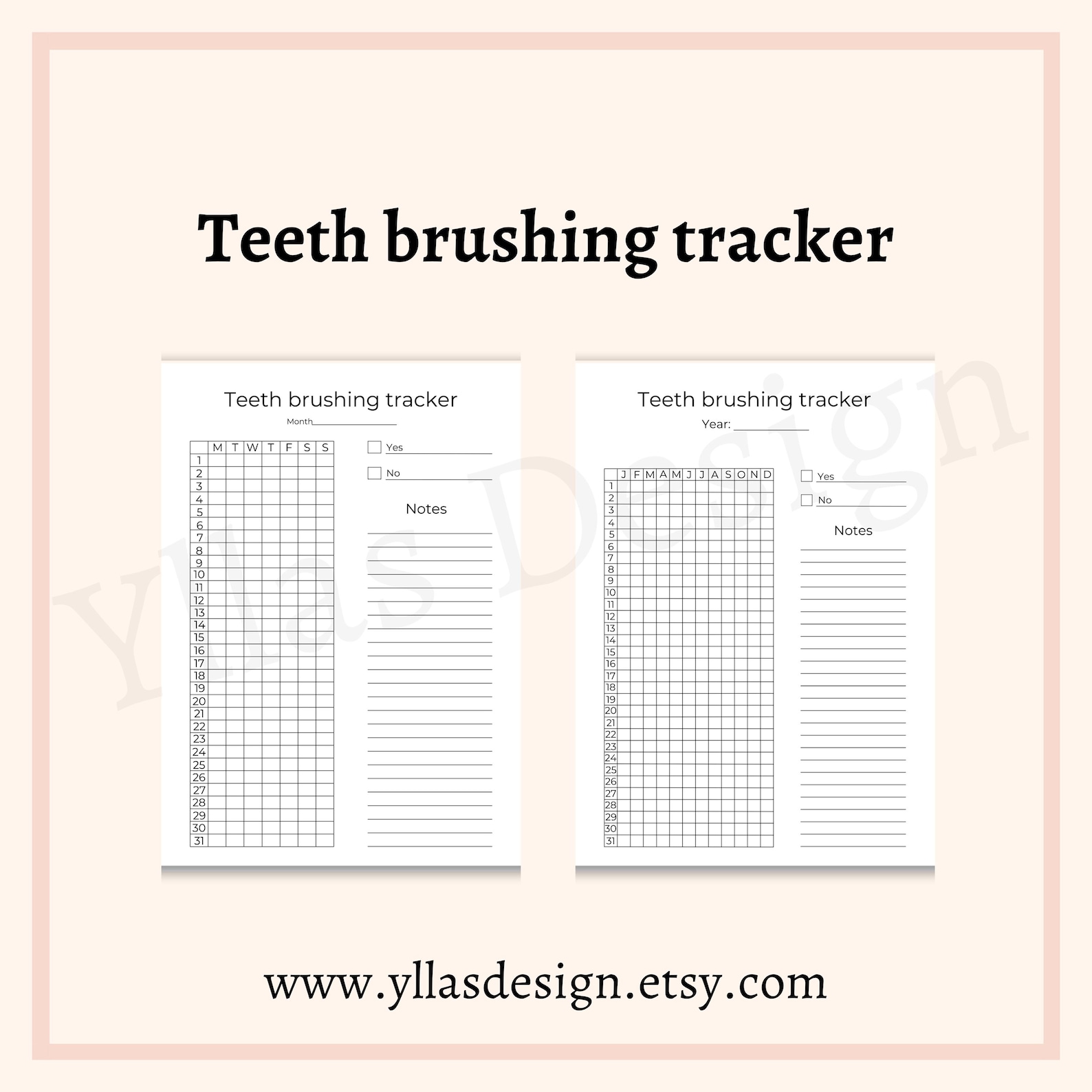 Teeth Brushing Tracker Printable Pdf Dental Hygiene Tracker Kids Teeth ...