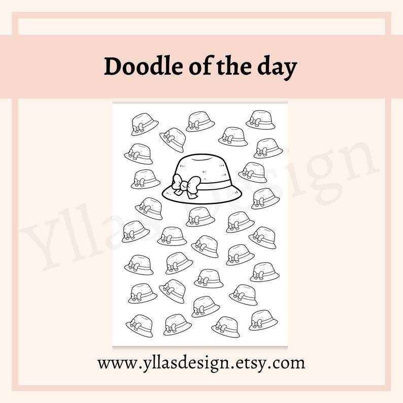 Summer Hat Doodle of the Day Printable Pdf Planner Page Journal Page ...