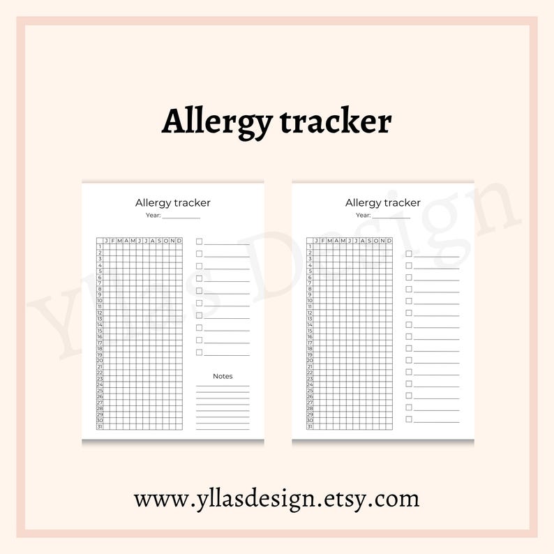 Allergy Tracker Printable Pdf Symptom Tracker Health Tracker Allergy ...