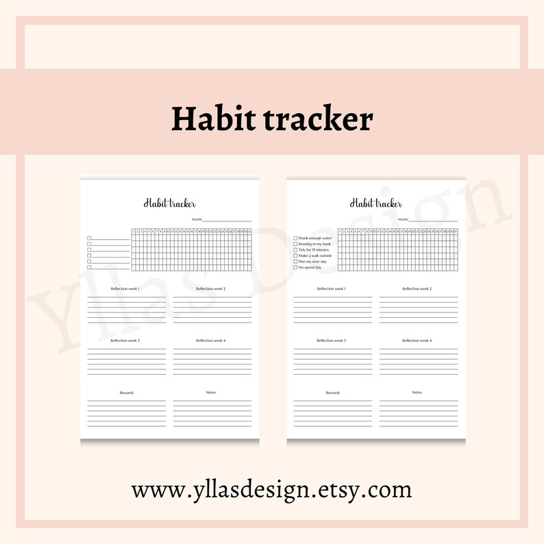 Monthly Habit Tracker Journal Printable Pdf Self-care Emotion Log ...