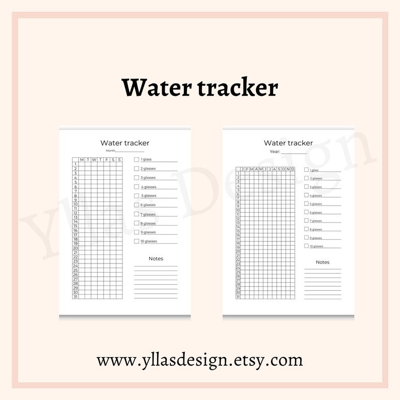 Water Tracker Printable Planner Page Pdf Water Log Yearly Tracker ...