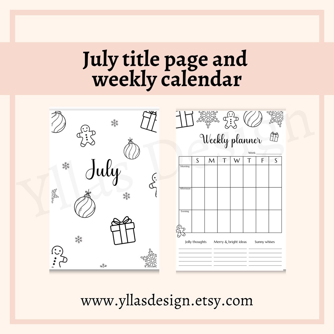 Christmas in July Title Page Printable Pfd Weekly Cover Page Weekly ...