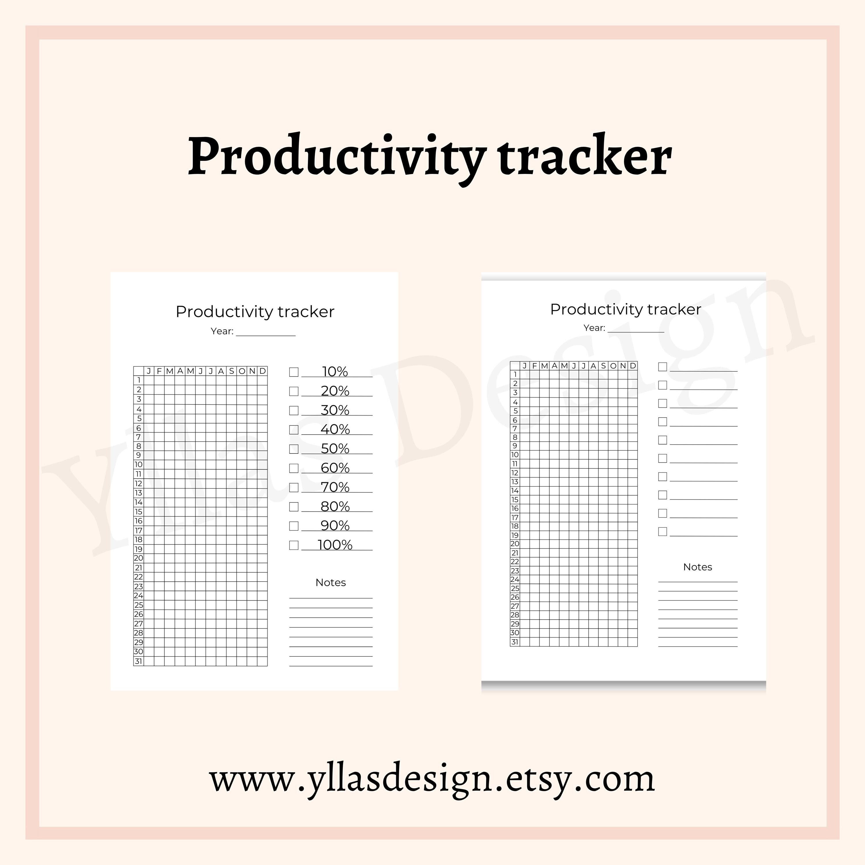 Productivity Tracker Printable Pdf Productivity Planner Page ...
