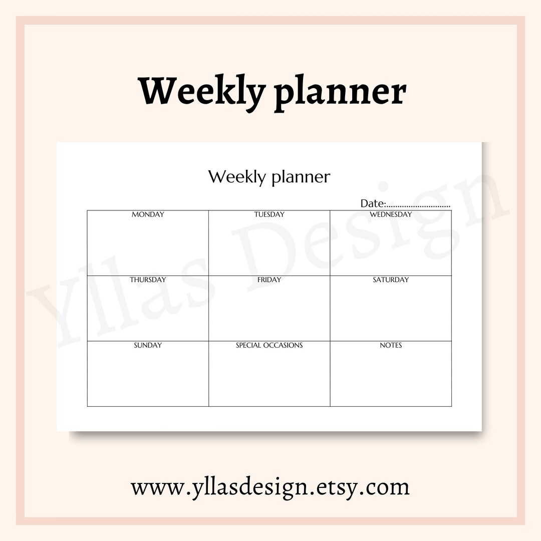Weekly Planner Printable Landscape Pdf Weekly Organiser Weekly Schedule ...