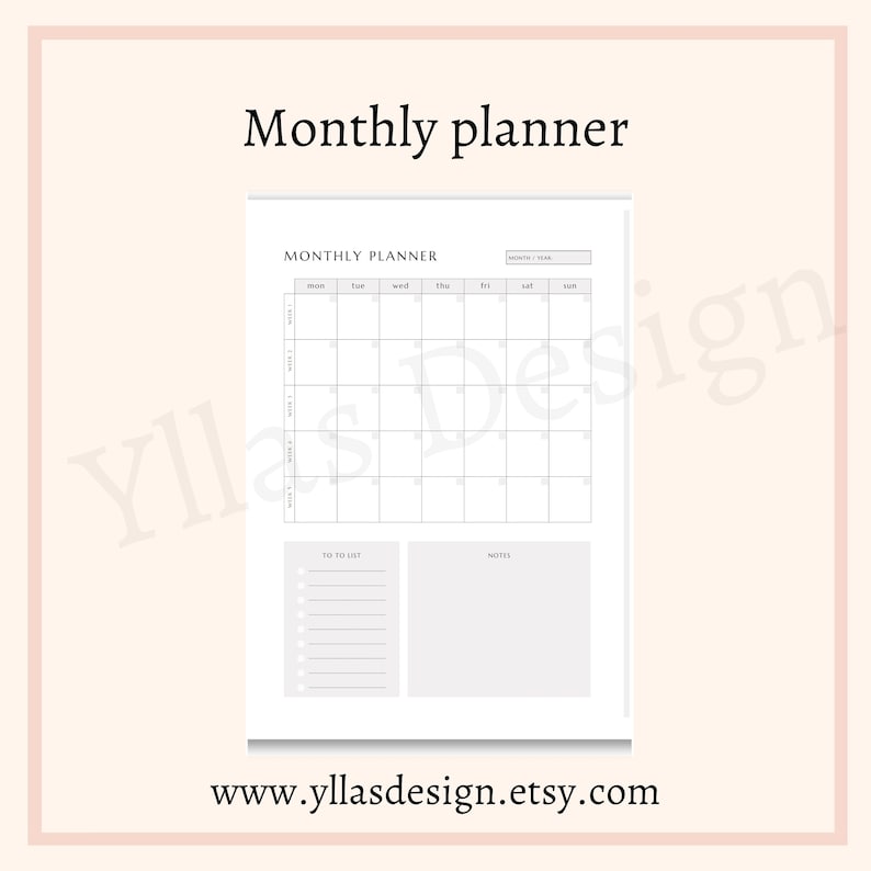 Undated Monthly Planner Printable PDF Minimalist Monthly Calendar ...