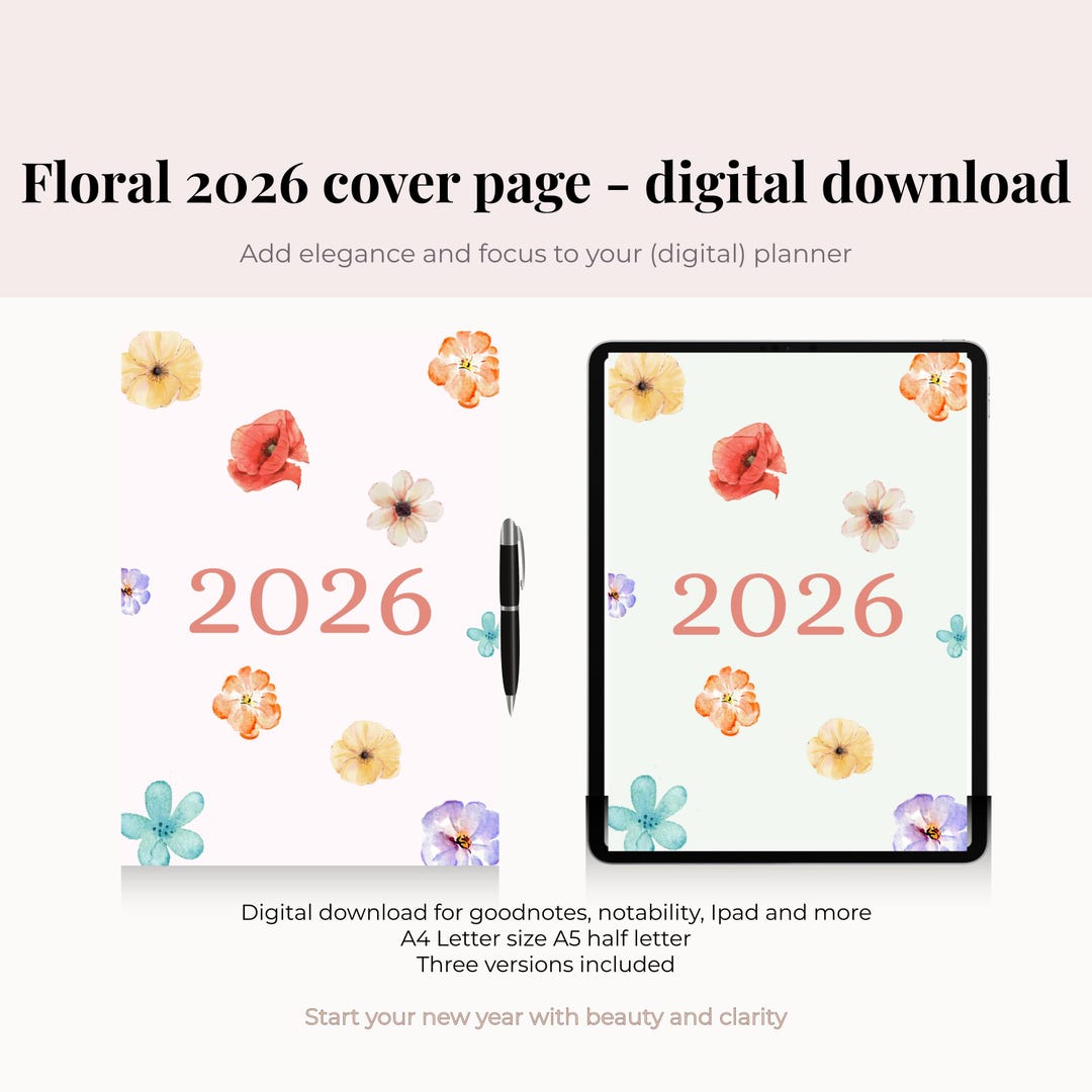 Floral 2026 Digital Planner Cover Set | Three Journal Covers ...