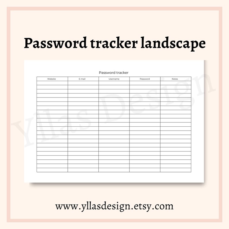 Password Tracker Printable Fillable Pdf Password Organizer Password ...