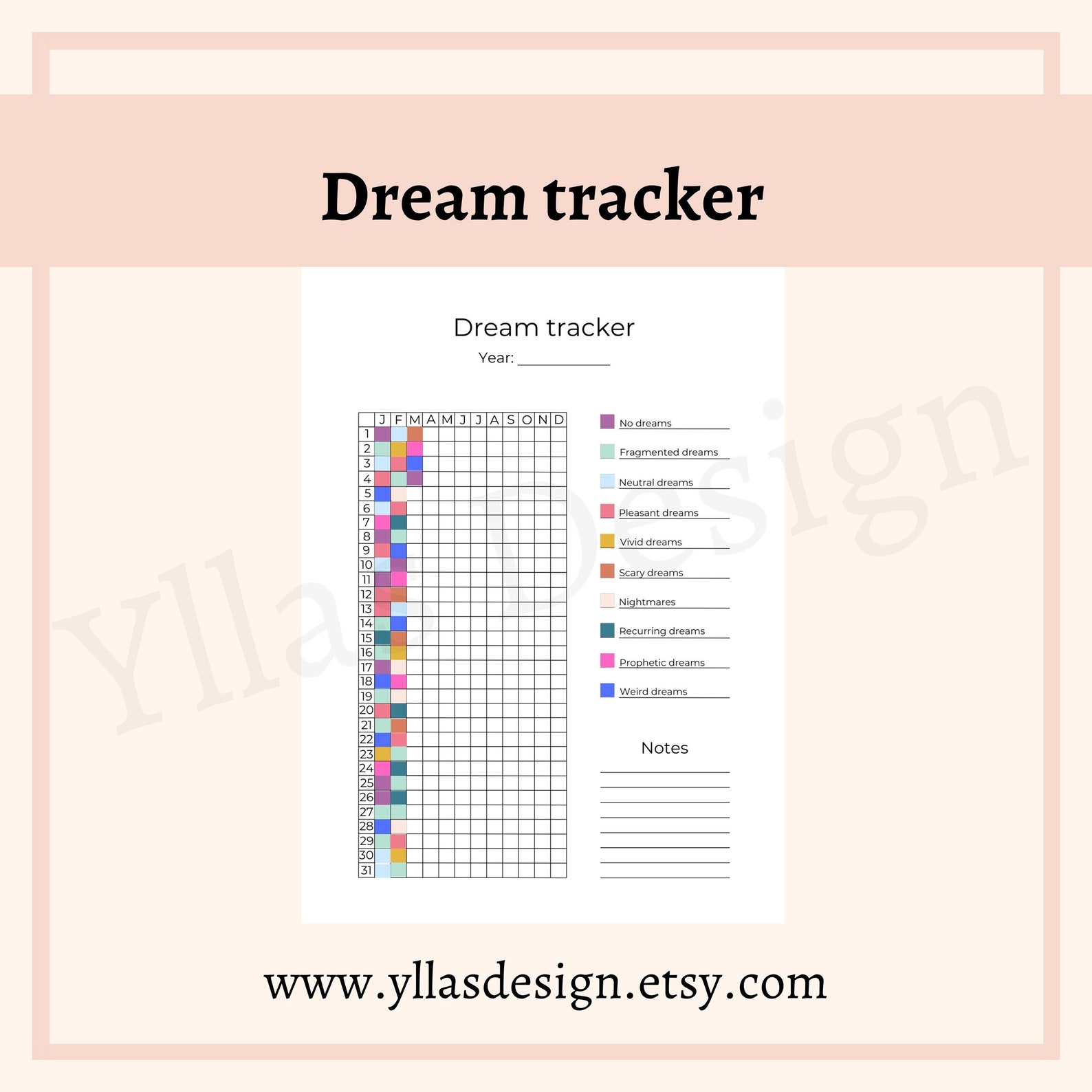 Dream Tracker Printable Pdf Journal Page Sleep Tracker Dream Log Dream ...