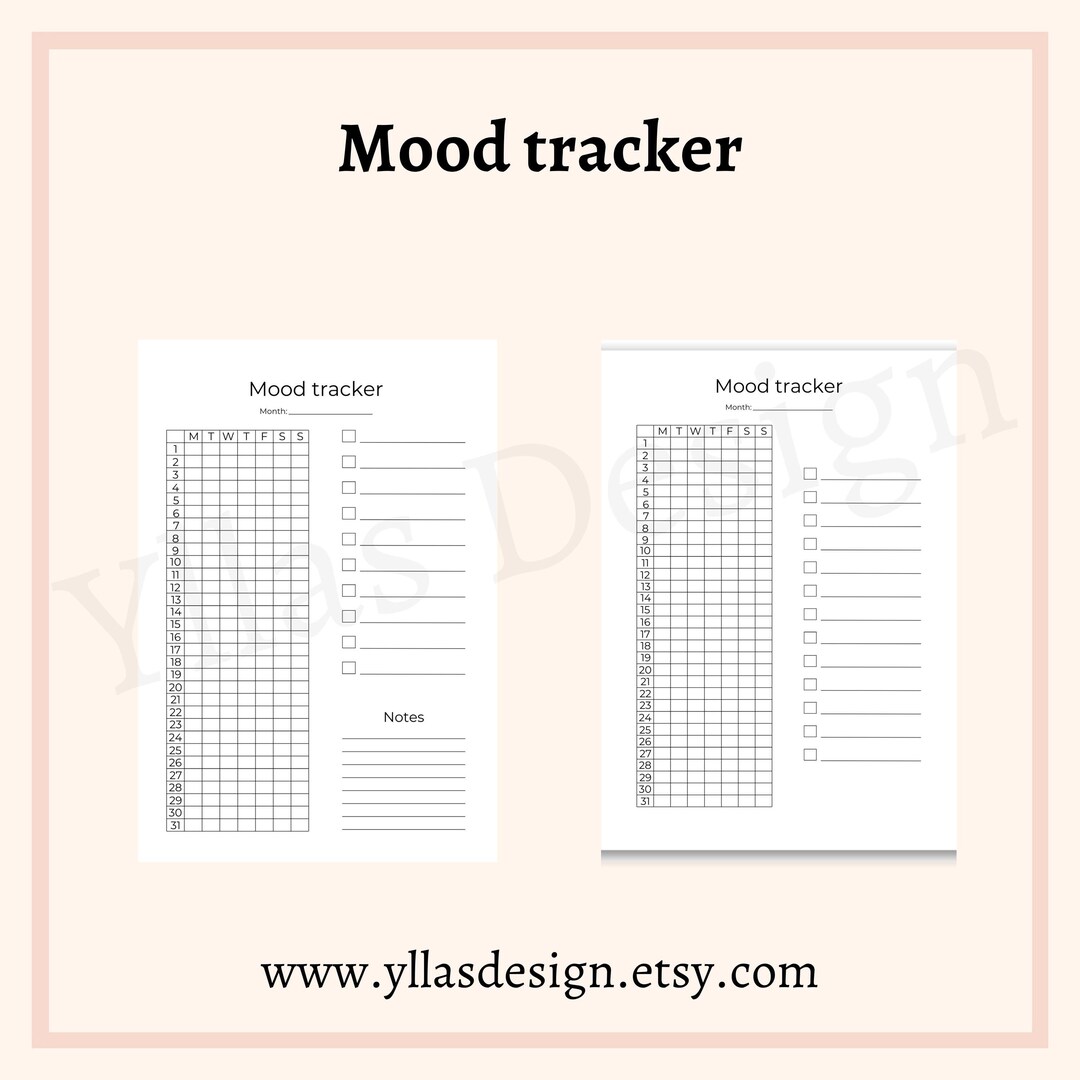 Mood Tracker Monthly Printable Pdf Emotional Tracker Yearly a Year in ...