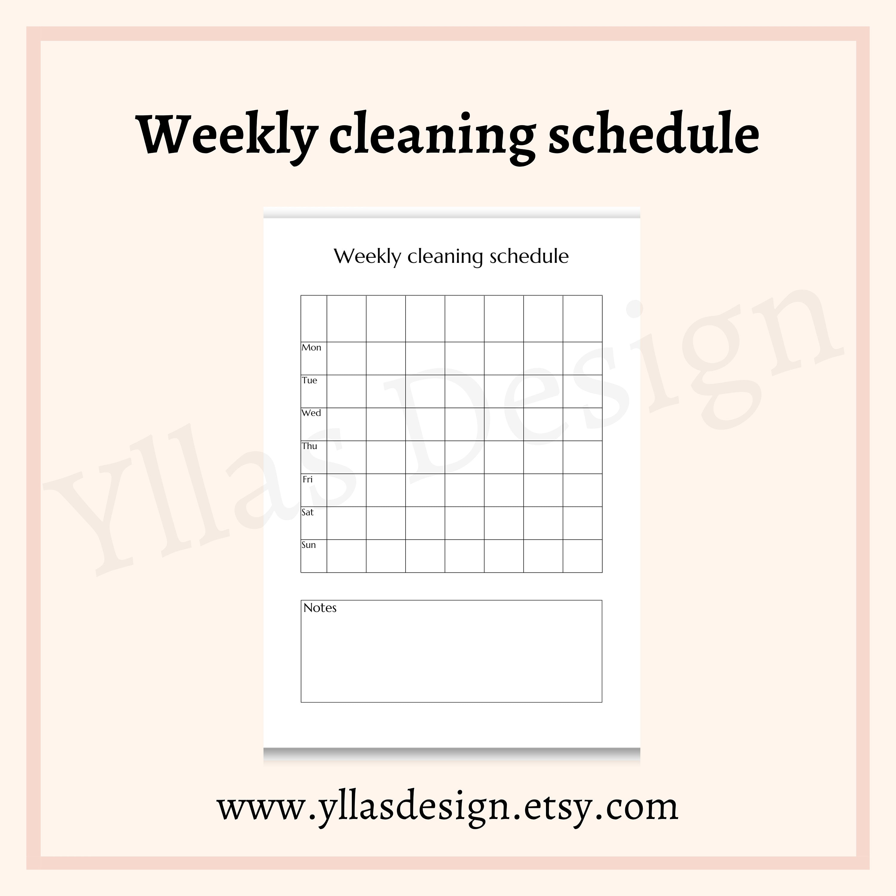 Weekly Cleaning Planner Printable Pdf 7 Day Cleaning Schedule House ...