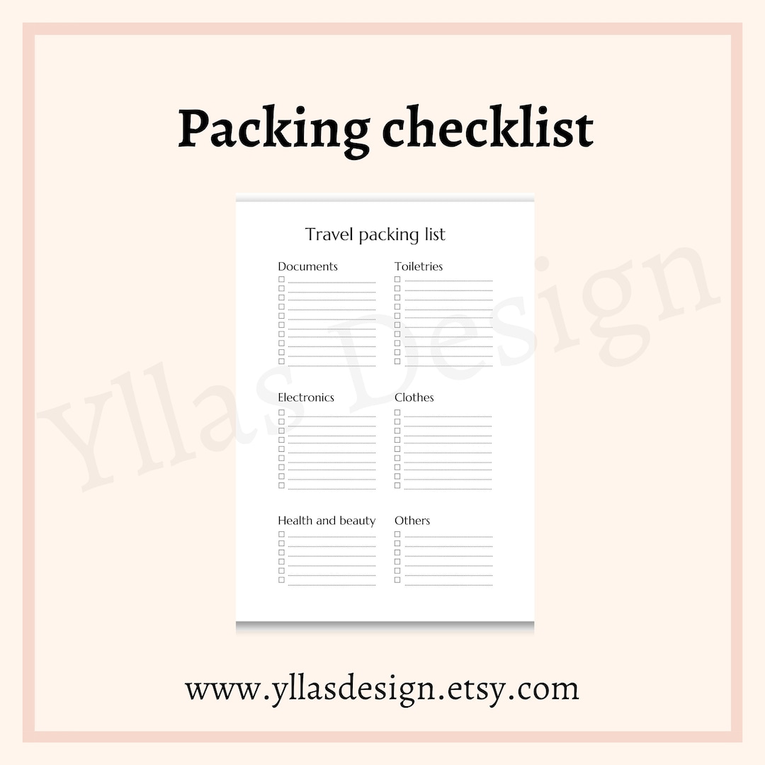 Travel Packing List Printable Pdf Vacation Planning Travel Planner ...